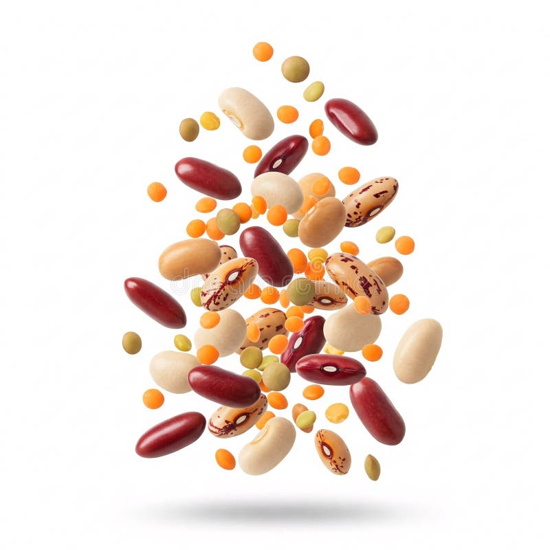 Falling Mix of Different Beans and Lentils, Isolated on a White ...