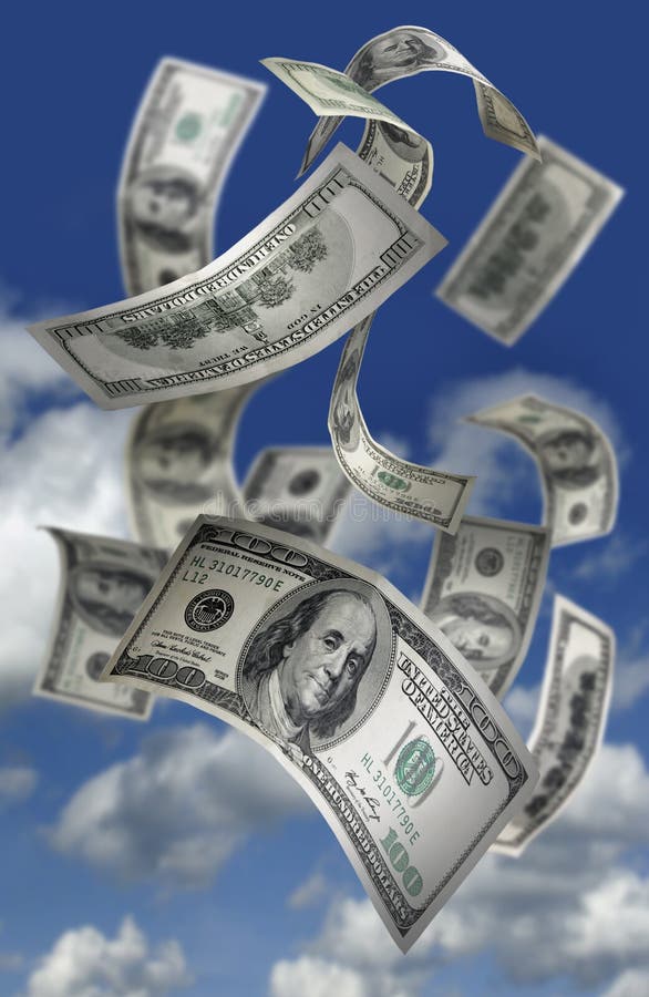 Falling Money $100 Bills stock photo. Image of jackpot - 22700988