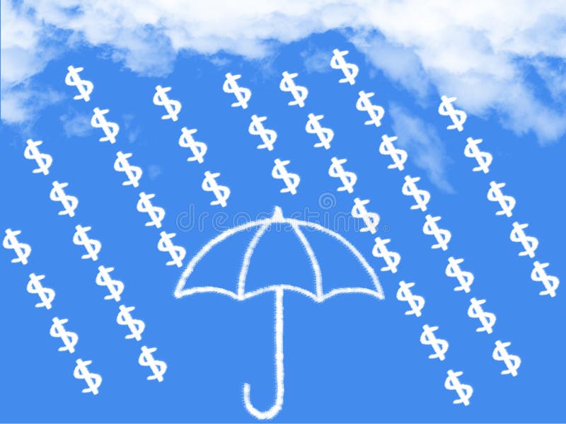 Falling Money with Cloud Shape Stock Illustration - Illustration of ...