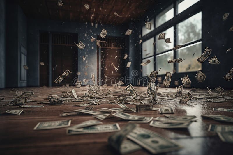 Falling Money on the Floor Created by Generative AI Stock Illustration ...