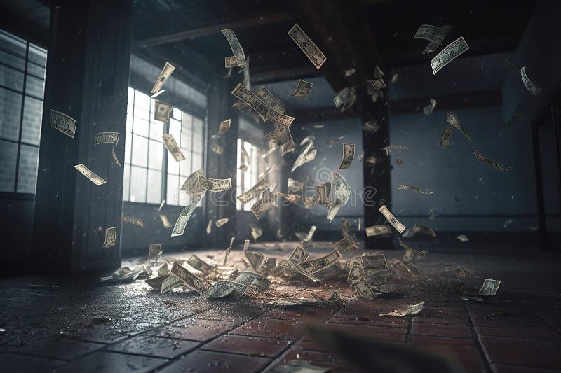 Falling Money on the Floor Created by Generative AI Stock Illustration ...