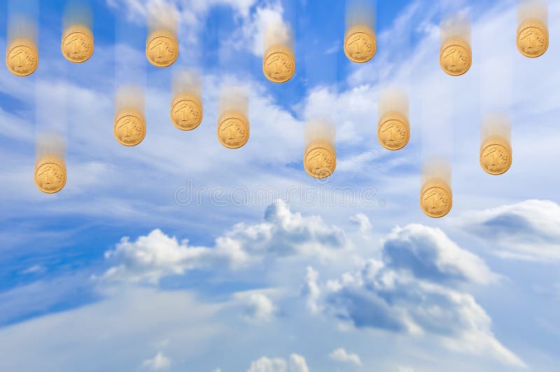 Falling money from the sky stock photo. Image of cloud - 35334168