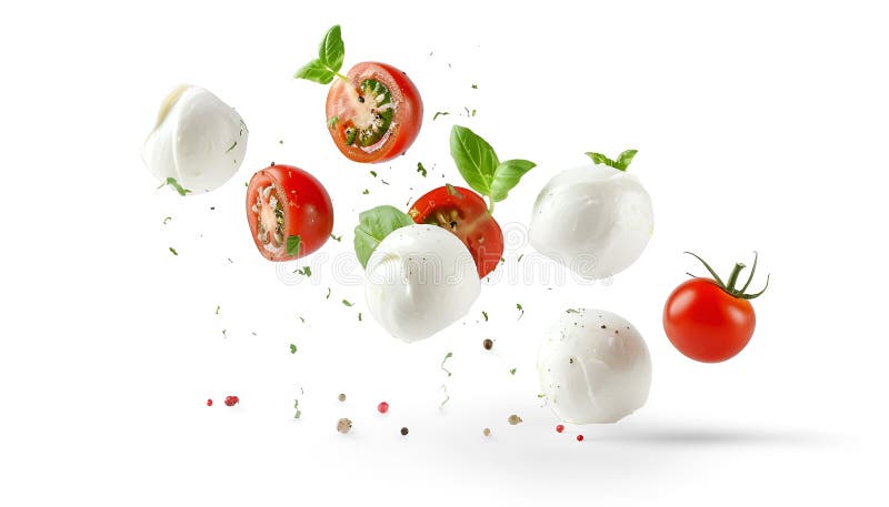 Falling Mozzarella Cheese Isolated on White Background with Clipping ...