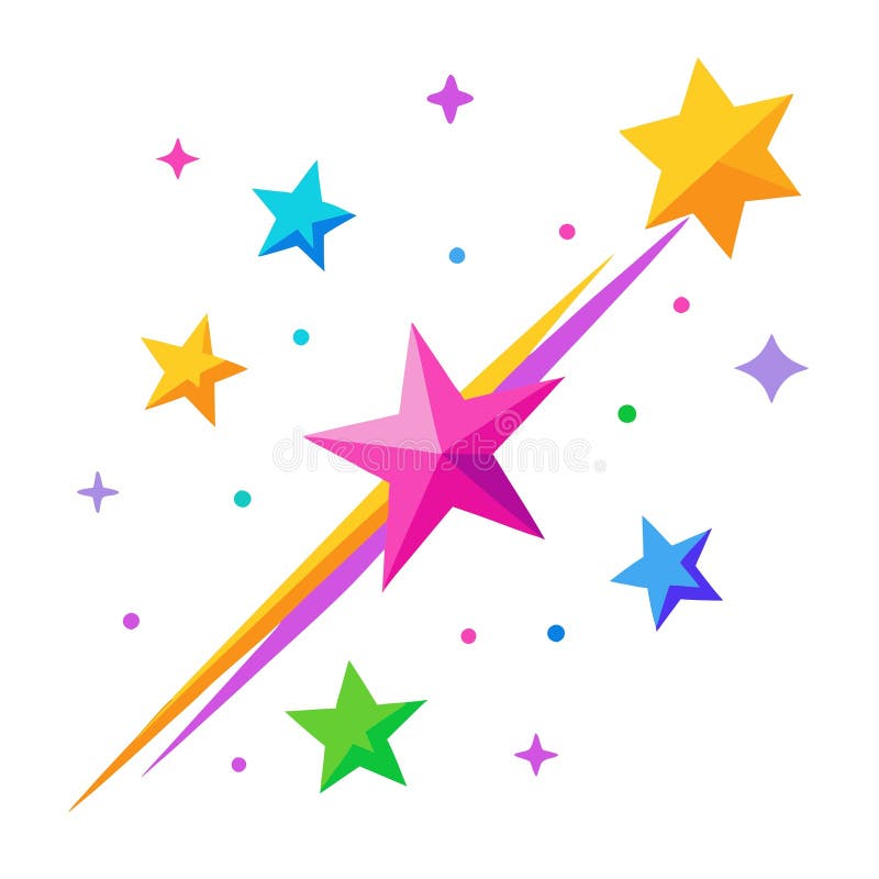 Falling Multi-colored Stars and Shiny Particles on a Black Background ...