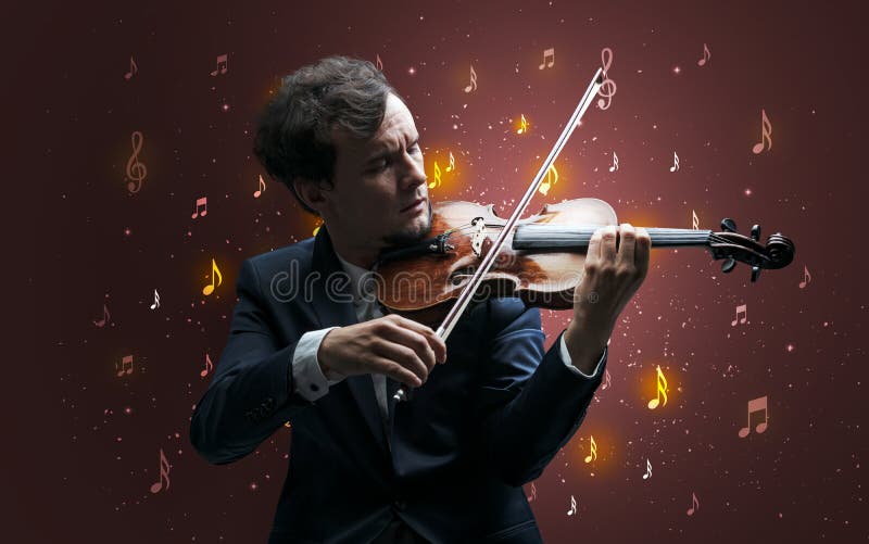 Falling Notes with Classical Musician Stock Photo - Image of player ...