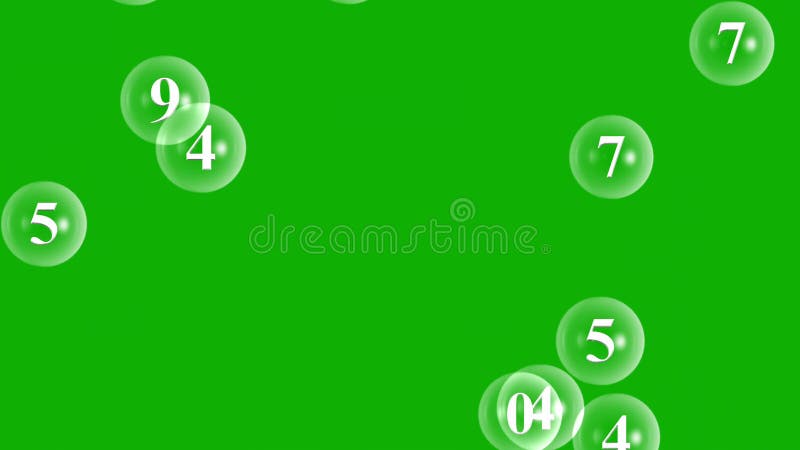 Falling Numbers Enclosed in Bubbles with Green Screen Background Stock ...