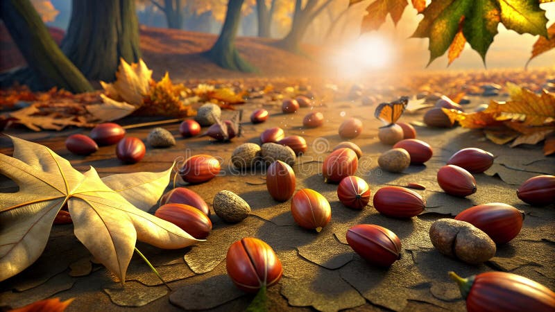 Falling Nuts with 2 Butterflies Landing on the Nuts Stock Footage ...