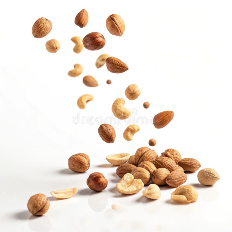 Falling Nuts Isolated on White Background Stock Illustration ...
