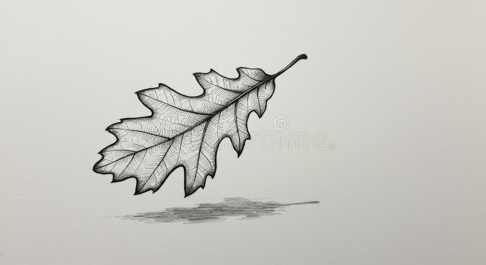Falling Oak Leaf Stippling Illustration Stock Illustration ...