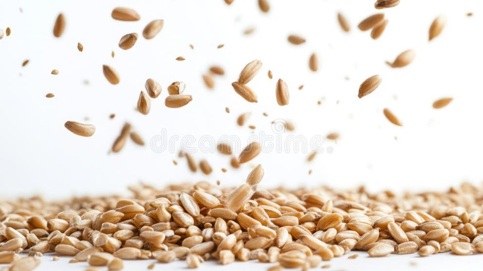 Falling Oats Grains on White Background Stock Illustration ...