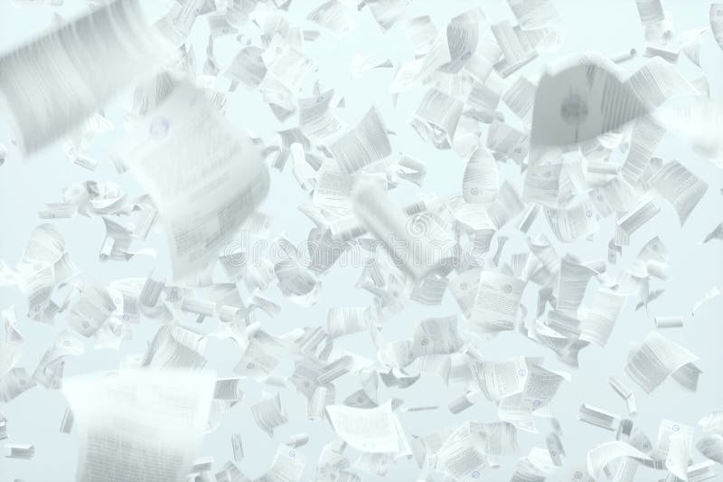 Falling Office Documents, Rain of A4 Leaves. Overwhelmed with Work ...