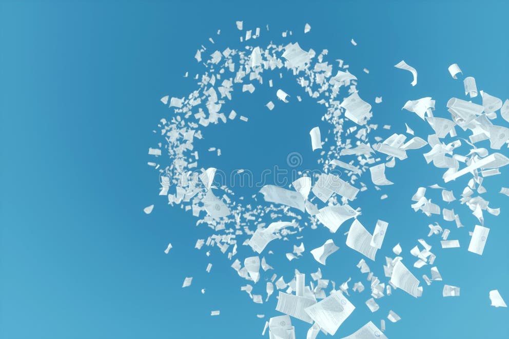 Falling Office Documents, a Tornado of A4 Leaves. Overwhelmed with Work ...