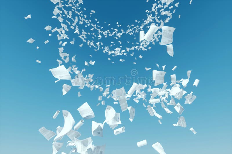 Falling Office Documents, a Tornado of A4 Leaves. Overwhelmed with Work ...