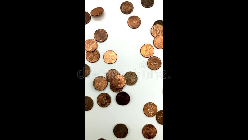 Falling one cent coins stock footage. Video of copper - 342740558