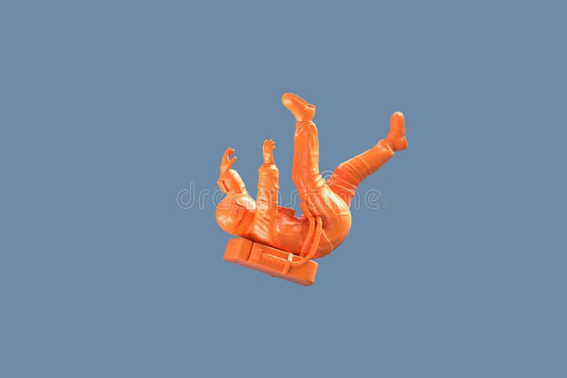 Falling Orange Astronaut. 3D Illustration Stock Illustration ...