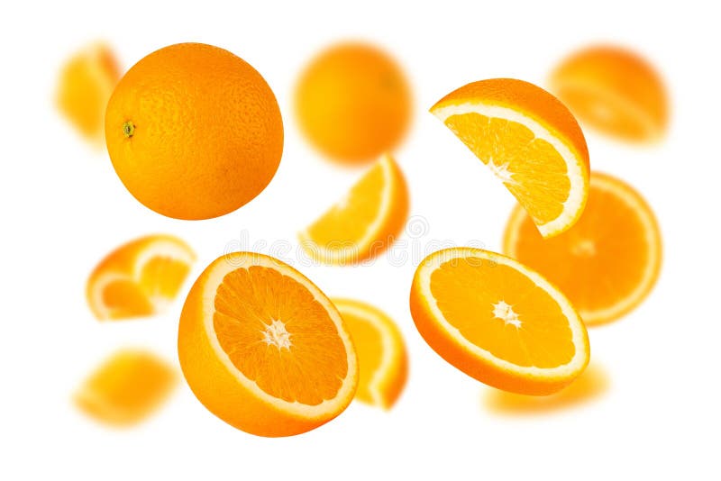 Falling Orange Isolated on White Background with Clipping Path, Full ...