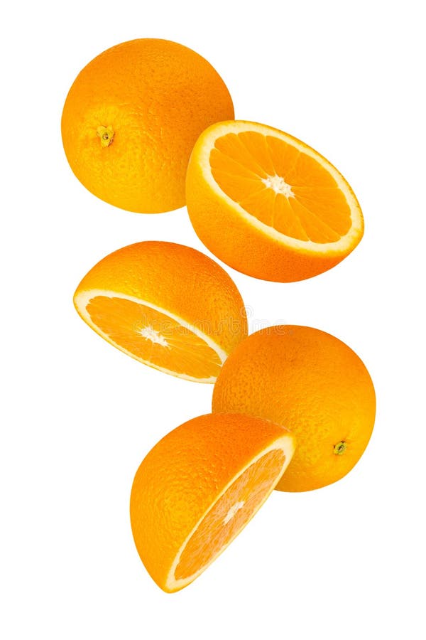 Falling Orange Isolated on White Background with Clipping Path, Full ...