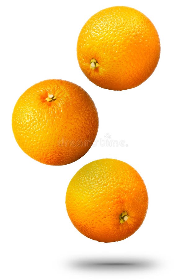 Falling Oranges Fruit Isolated on White Background Stock Photo - Image ...