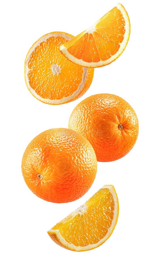 Falling Oranges Isolated on a White Background Stock Photo - Image of ...