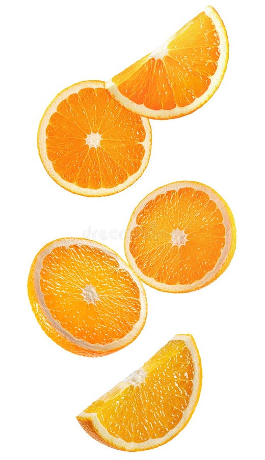 Falling Oranges Isolated on a White Background Stock Photo - Image of ...