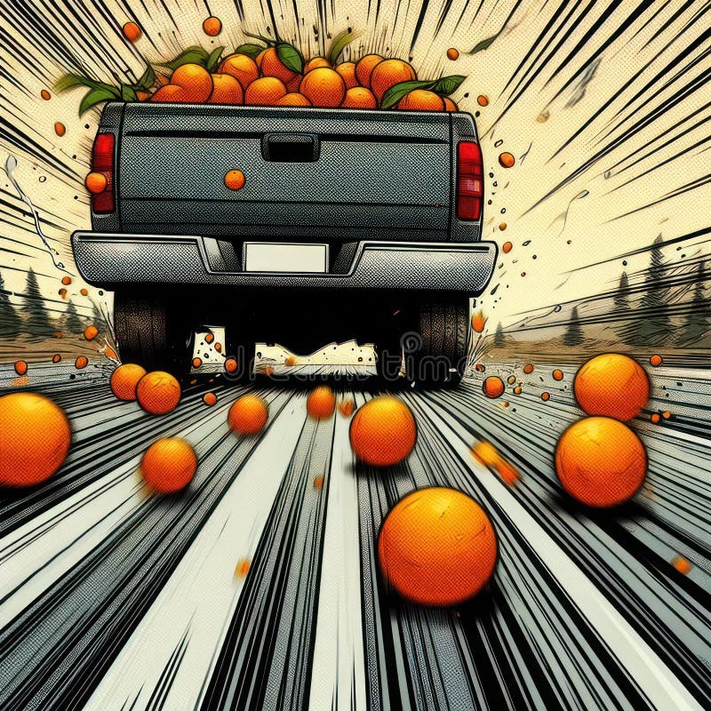 Falling Oranges from a Truck. Stock Photo - Image of small, mandarin ...