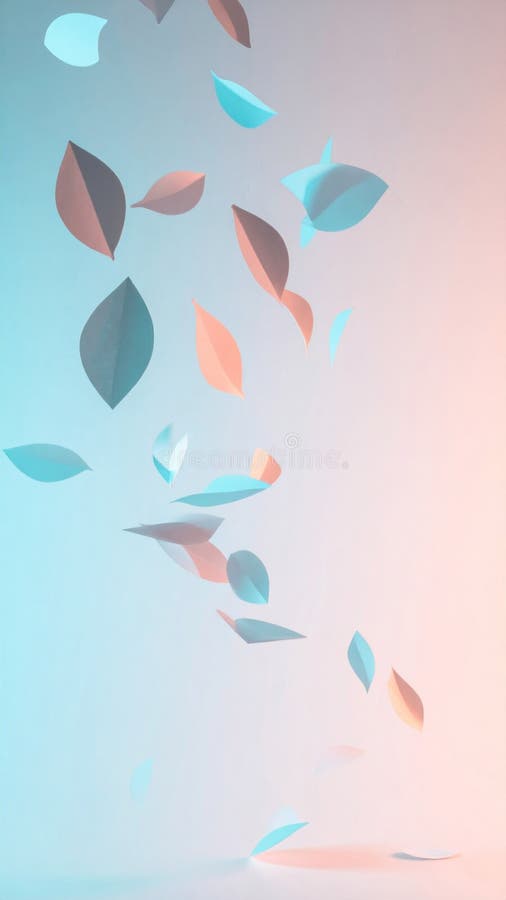 Falling Paper Leaves Pastel Background Soft Light Stock Illustration ...