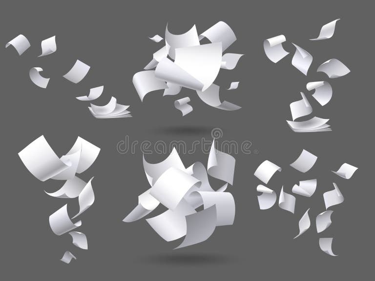 Falling Paper Sheets. Flying Papers Pages, White Sheet Documents and ...