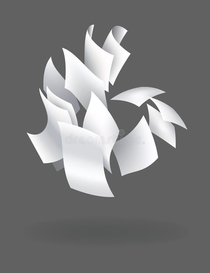 Falling Paper Sheets. Set of Flying Curved Leaves of Paper. Vector ...