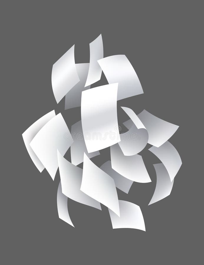 Falling Paper Sheets. Set of Flying Curved Leaves of Paper. Vector ...