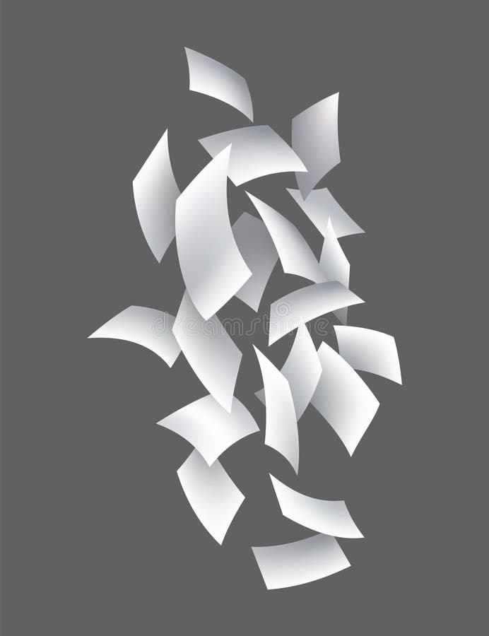 Falling Paper Sheets. Set of Flying Curved Leaves of Paper. Vector ...