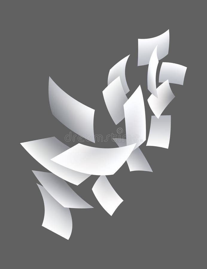 Falling Paper Sheets. Set of Flying Curved Leaves of Paper. Vector ...