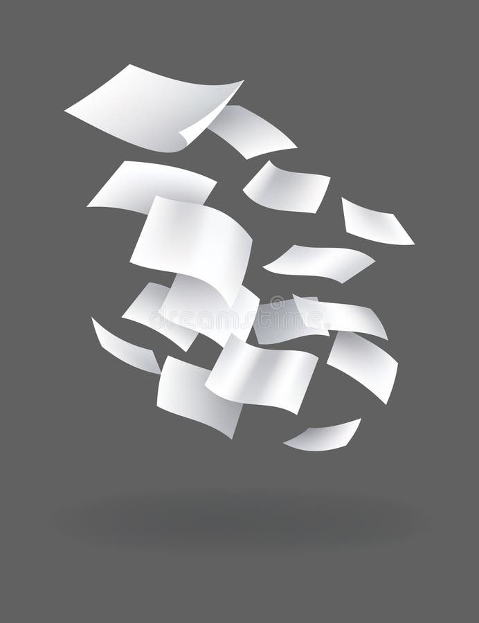 Falling Paper Sheets. Set of Flying Curved Leaves of Paper. Vector ...