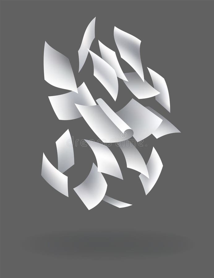 Falling Paper Sheets. Set of Flying Curved Leaves of Paper. Vector ...