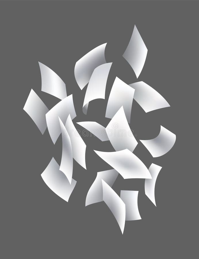 Falling Paper Sheets. Set of Flying Curved Leaves of Paper. Vector ...