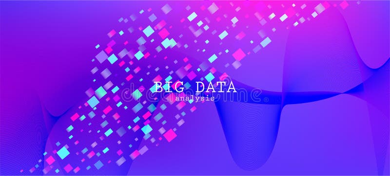 Falling Particles Distressed Purple Vector. Data Analytics Cool Banner ...