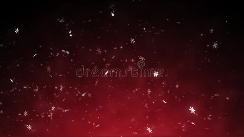 Falling Particles Snowflakes Animation on Red Dark Background. Abstract ...