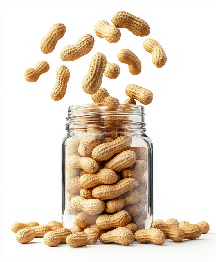 Falling Peanuts are Shown Isolated on White or Transparent Stock Stock ...