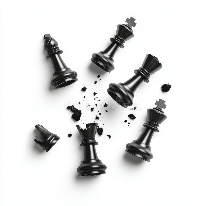 The Falling Pieces of a Chessboard are Isolated on a Transparent ...