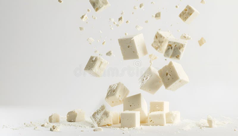 Falling Pieces of White Cheese Stock Image - Image of farm, greek ...