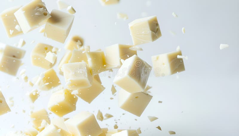 Falling Pieces of White Cheese Stock Image - Image of curd, greece ...