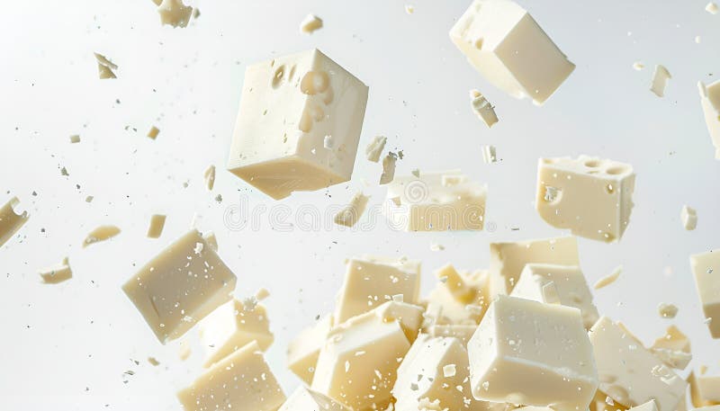 Falling Pieces of White Cheese Stock Image - Image of cheese, goat ...