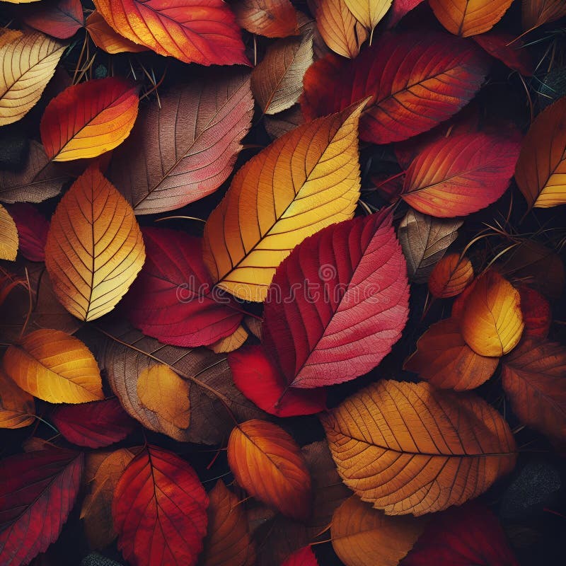 The Falling and Piling Up of Colorful Leaves Stock Illustration ...