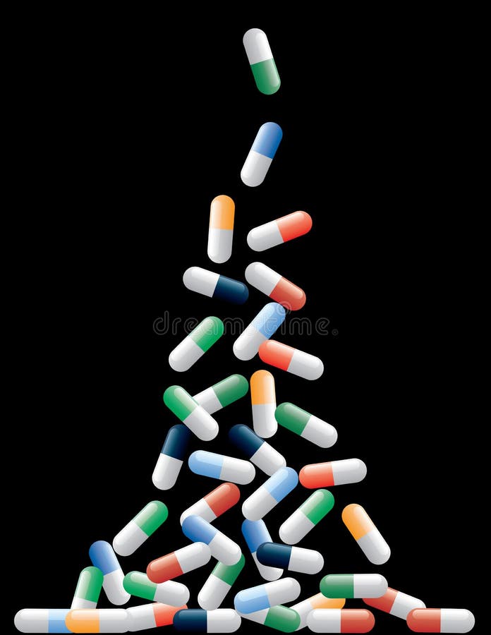Falling pills stock vector. Illustration of virus, health - 12901866
