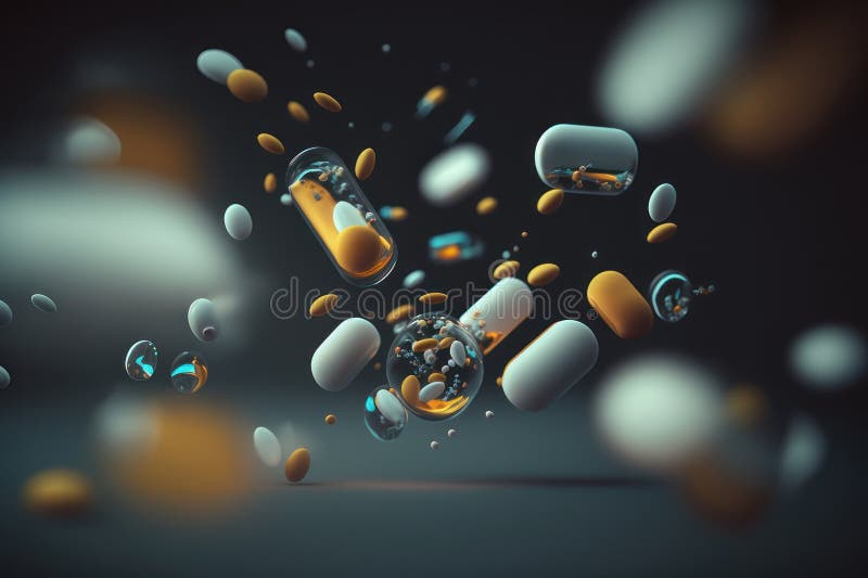 Falling Pills. AI Generative Stock Illustration - Illustration of ...