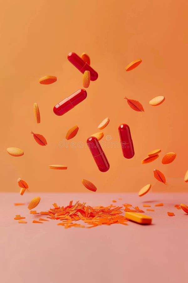 Falling Pills. AI Generative Stock Illustration - Illustration of ...
