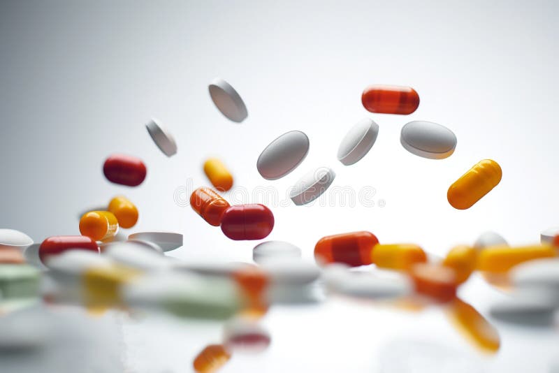 Falling Pills. AI Generative Stock Illustration - Illustration of ...