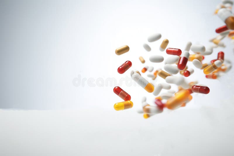 Falling Pills. AI Generative Stock Illustration - Illustration of ...