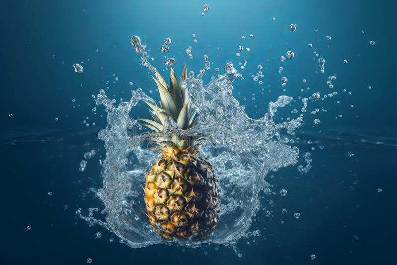 Pineapple in water splash stock illustration. Illustration of splashing ...