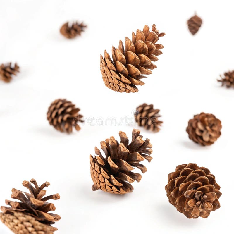 Falling Pinecones Isolated on White Background Stock Illustration ...