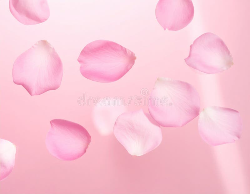Falling Pink Rose Petals on Soft Pink Background Stock Illustration ...